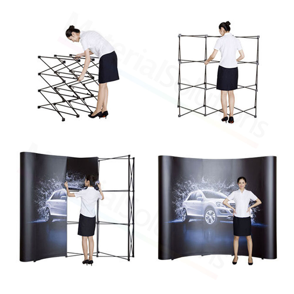 Material Solutions. bsmart Curved Pop Up display stand 2 x 3