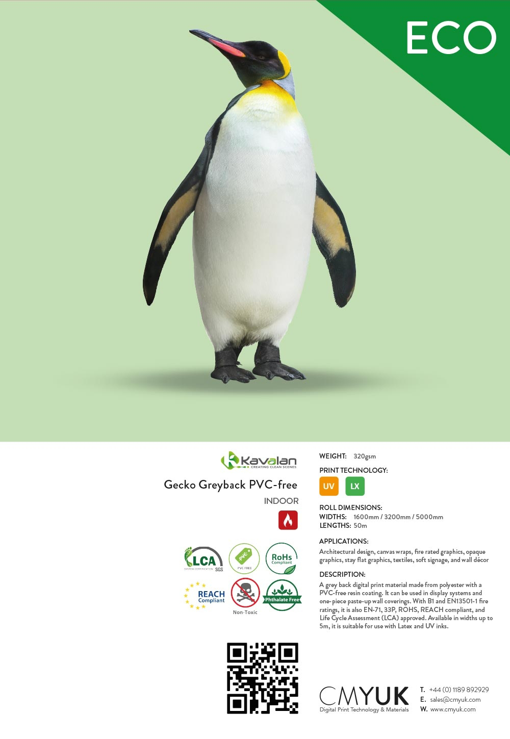 Material Solutions. Kavalan Gecko320 Greyback PVC Free 3.2 x 1m